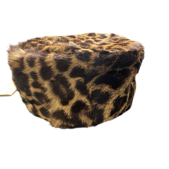Accessories | Vintage Faux Fur Leopard Print Pillbox Hat Green Lining ...